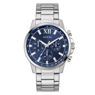 Guess Men's Silver Tone Blue Dial Walker Watch | Crescent Gold & Diamonds